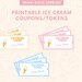 Printable Ice Cream Tokens | Gelato Coupons | Ice Cream Birthday | Ice ...