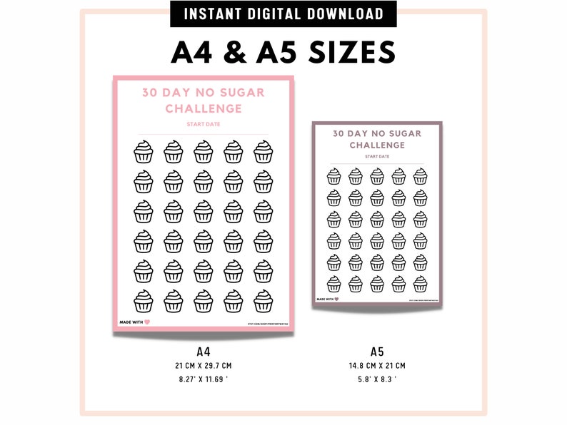 No Sugar Challenge Printable – Health Tracker for Low Carb, Diabetic ...