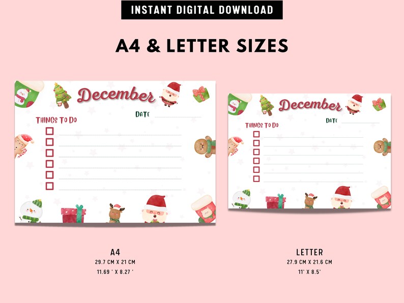 Christmas Calendar To-do List – Printable Holiday Planner, Countdown ...
