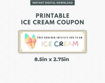 Ice Cream Voucher, Dessert Tokens, Wedding Food Voucher, Birthday Party ...