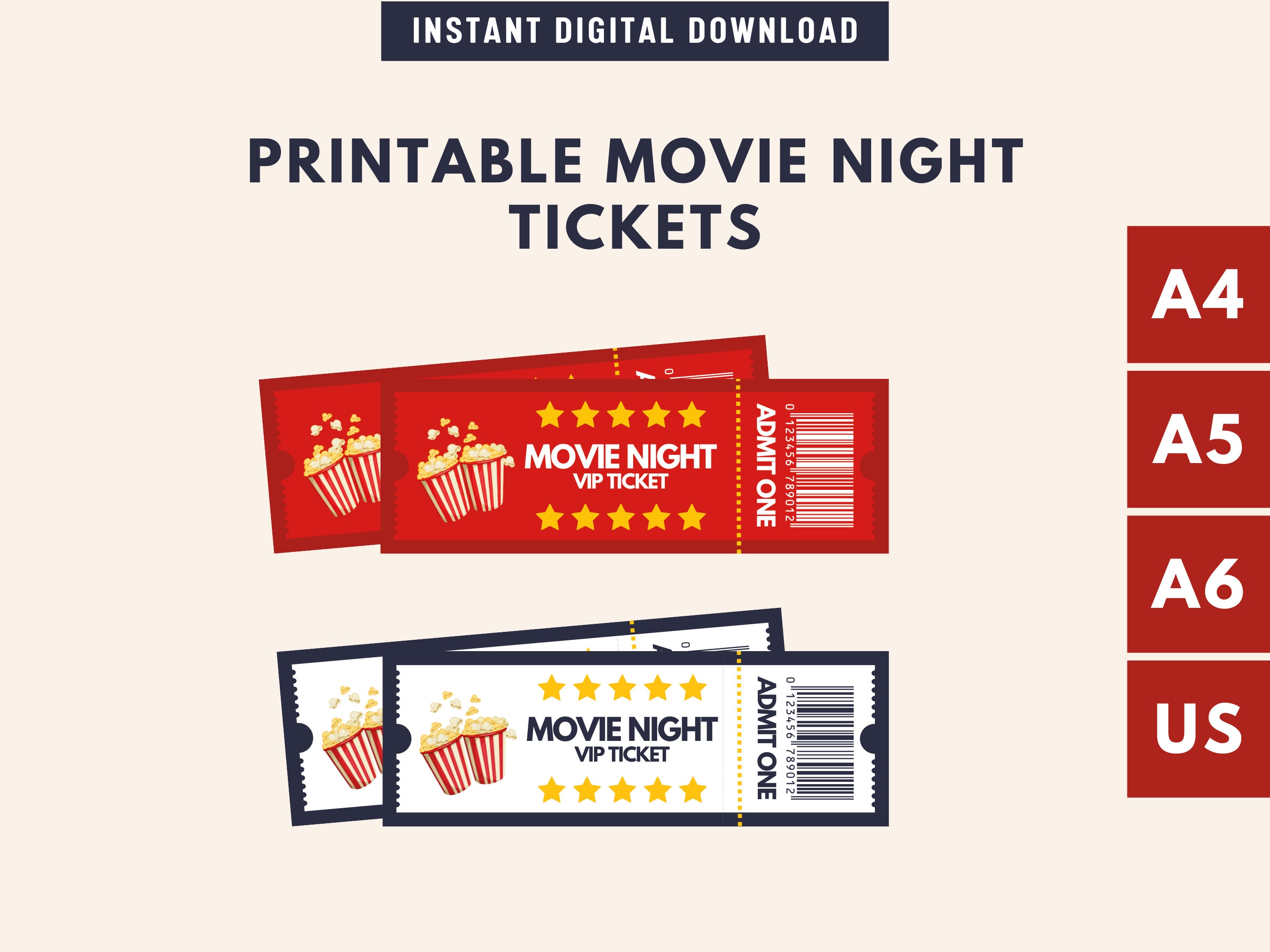 Printable Movie Tickets – Fun Invitations for Family Nights, Birthday ...