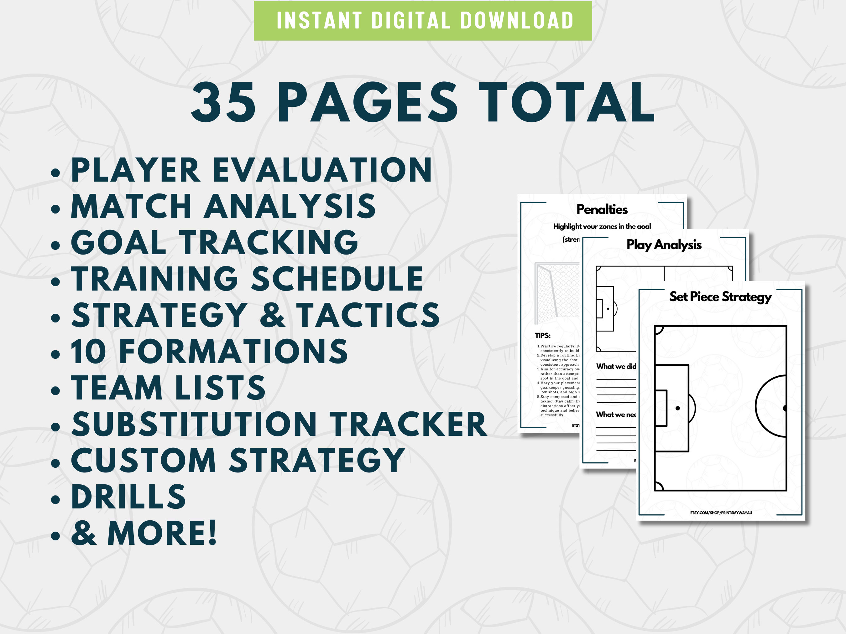 Printable Football Coaching Planner – Soccer Formation, Lineup ...