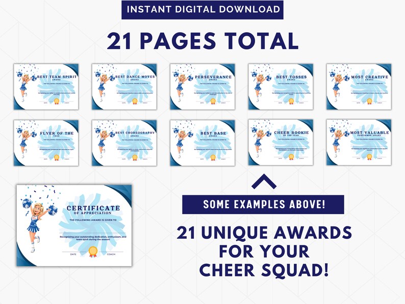 Cheerleading Certificate Template Cheerleading Award Cheer - Etsy