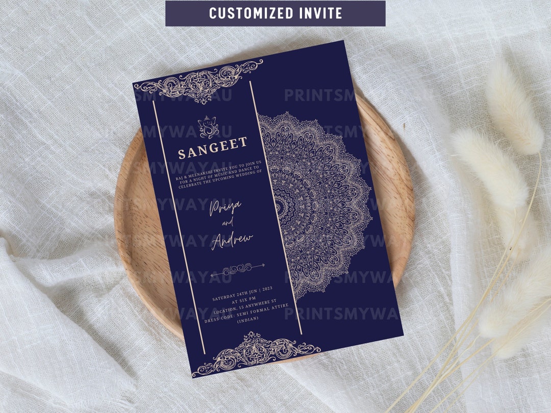 Custom Sangeet Invitation – Printable Indian Wedding Card & Hindu ...