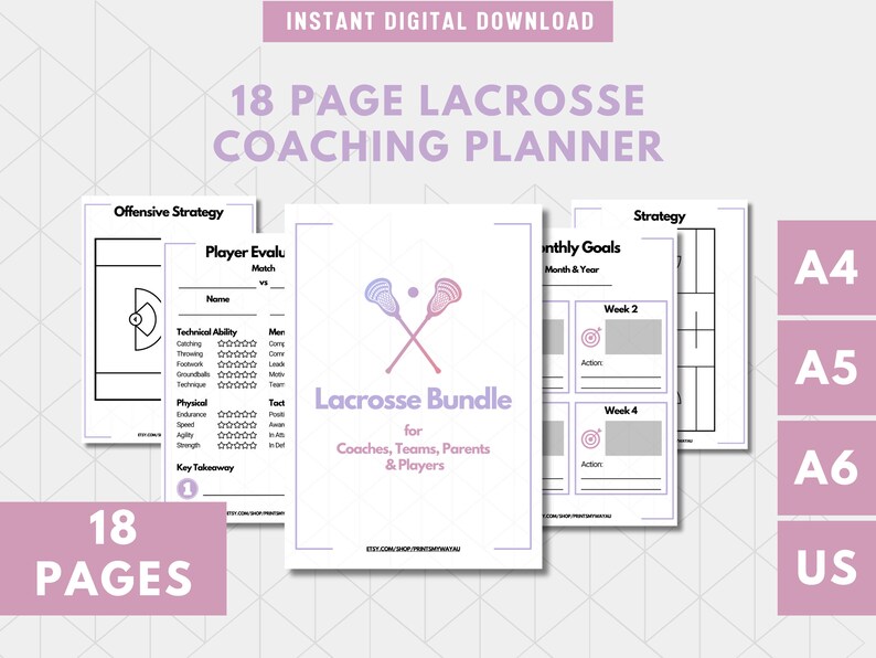 Lacrosse Coaching Template Bundle for Game Strategy and Player ...