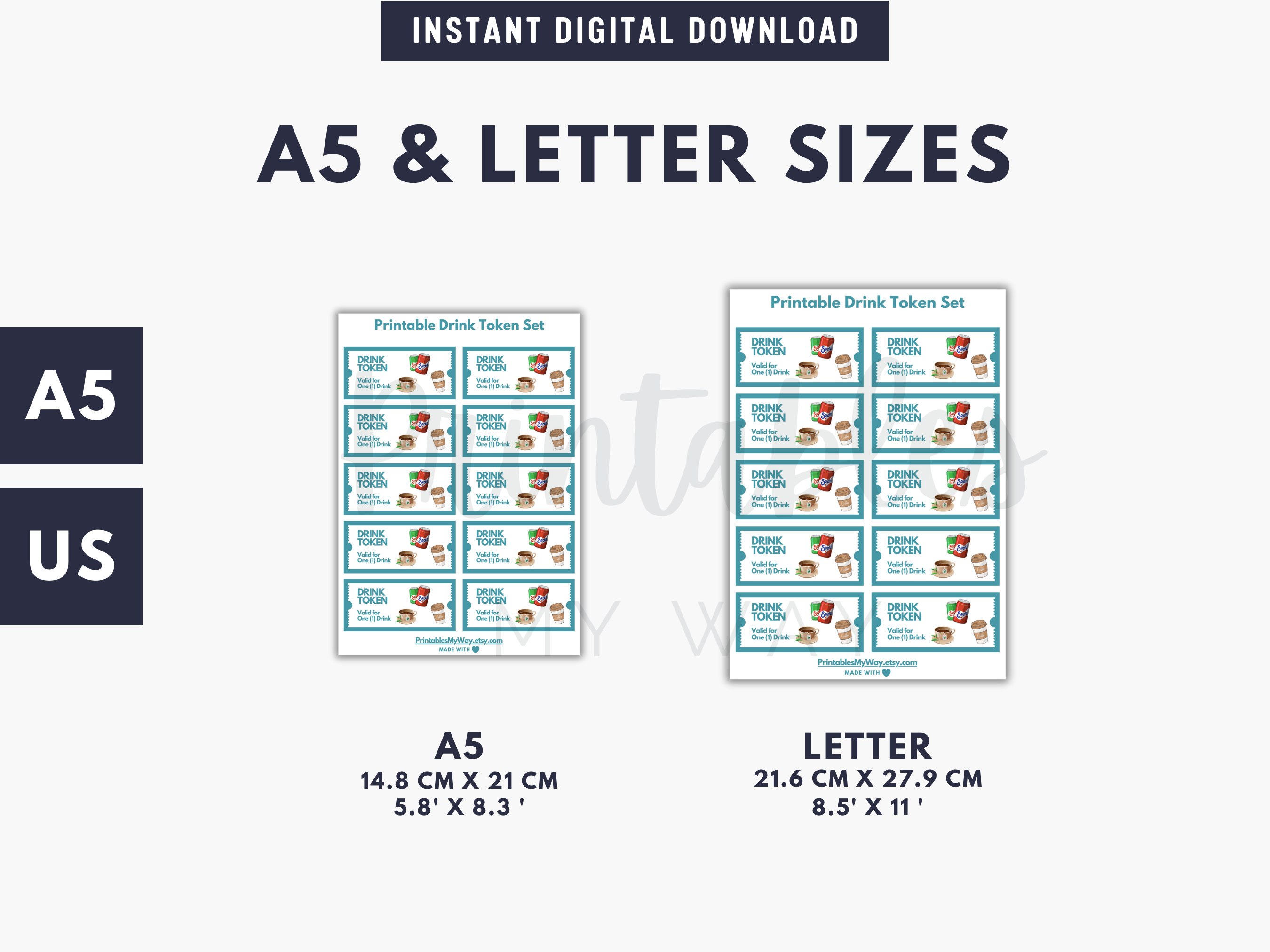 Printable Drink Tokens PDF, Party Drink Ticket, Free Drink Ticket ...