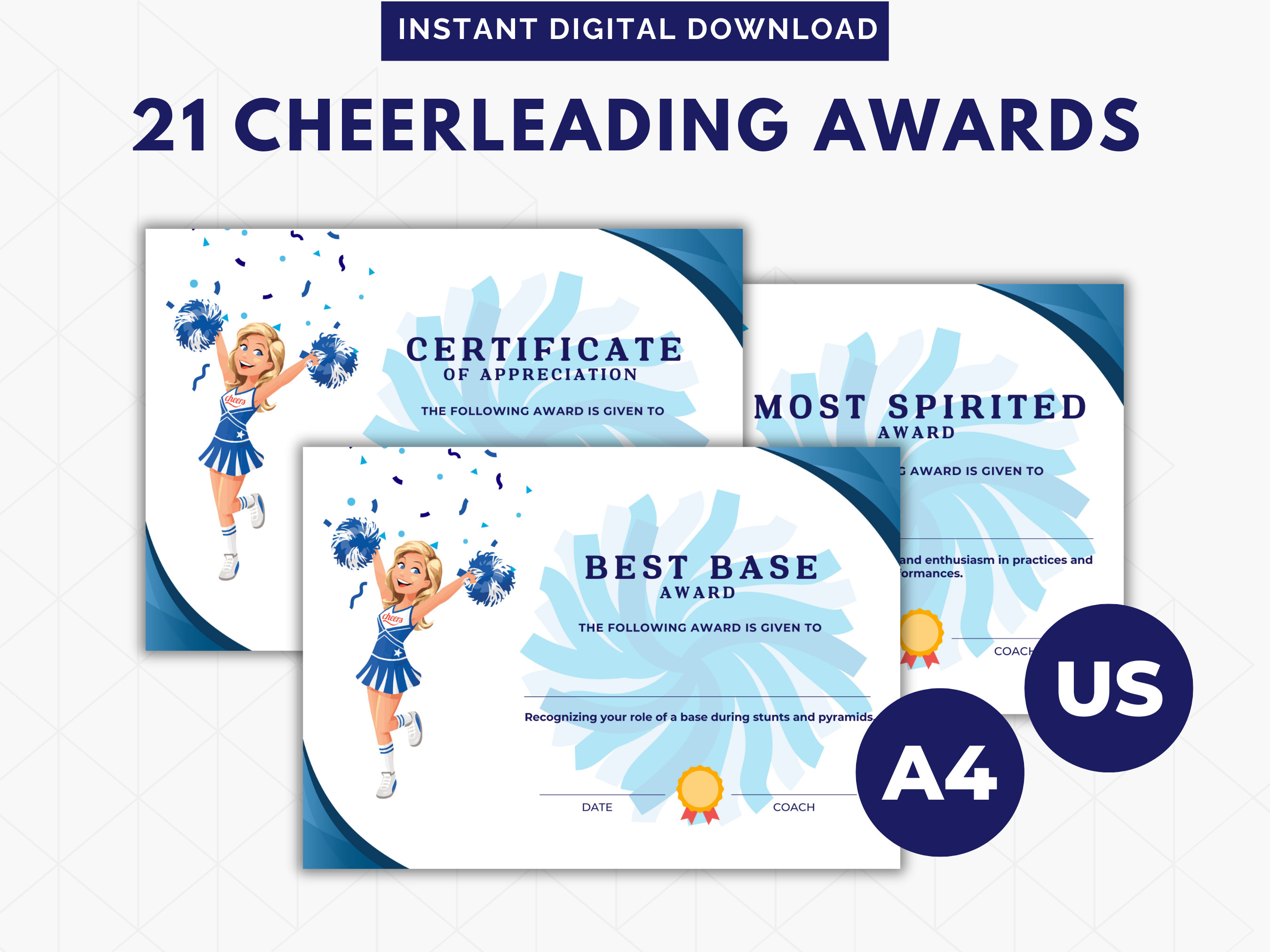 Cheerleading Certificate Template Cheerleading Award Cheer Competition ...