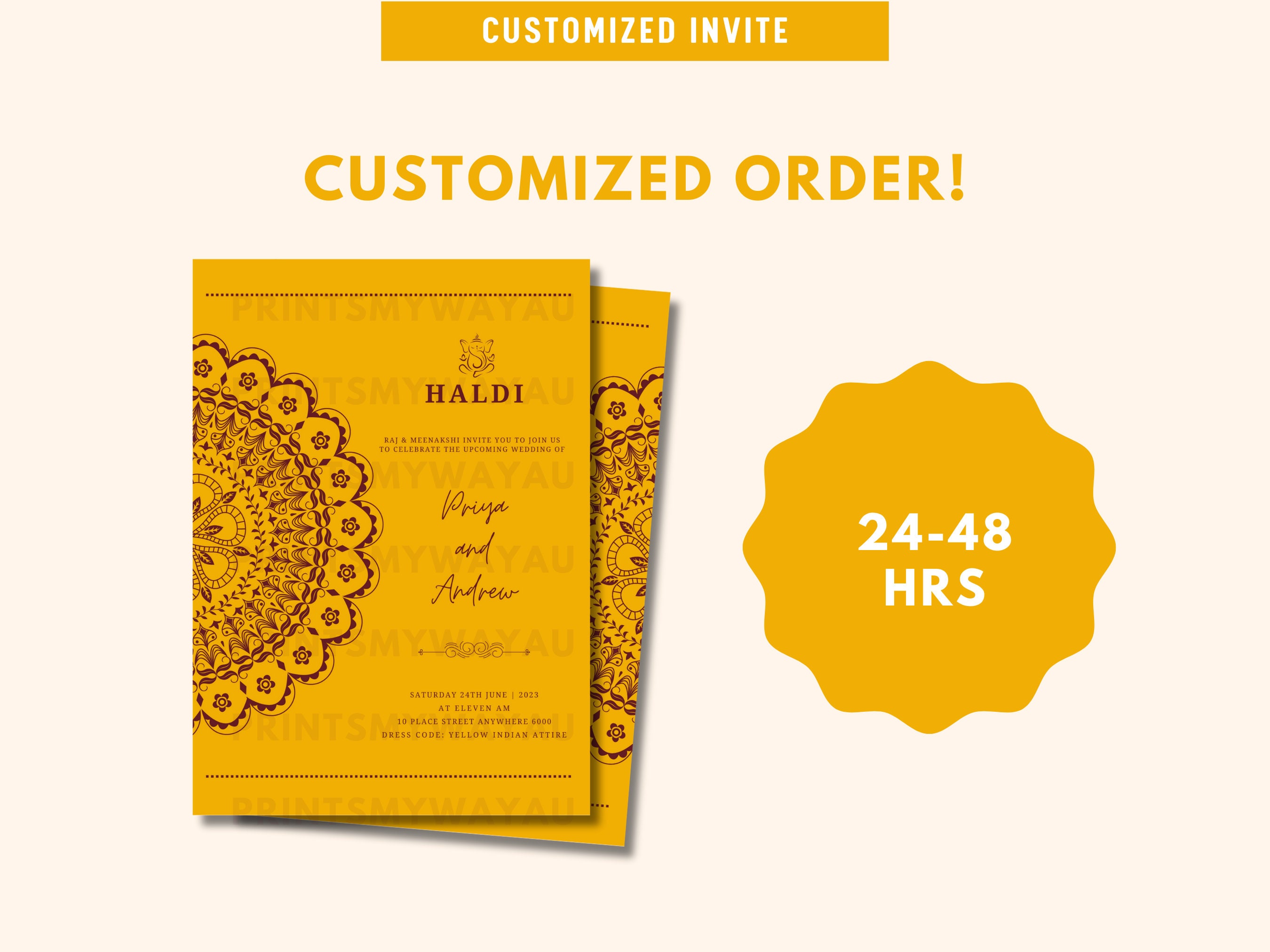 Custom Haldi Invitation – Printable Indian Wedding Card & Hindu ...