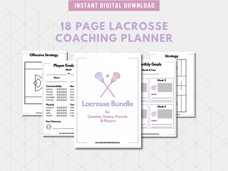 Lacrosse Coaching Template Bundle for Game Strategy and Player ...