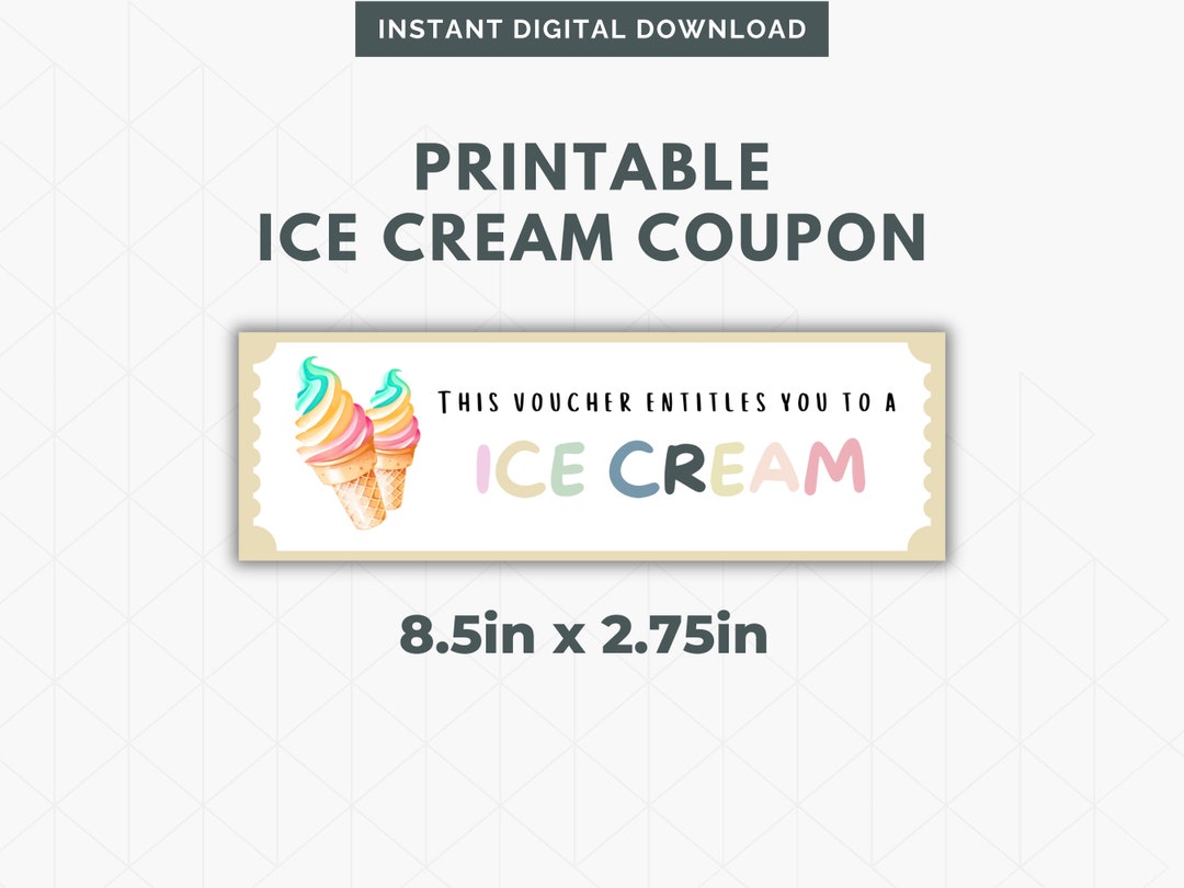 Ice Cream Voucher Gelato Coupons Ice Cream Token Birthday Party Voucher ...