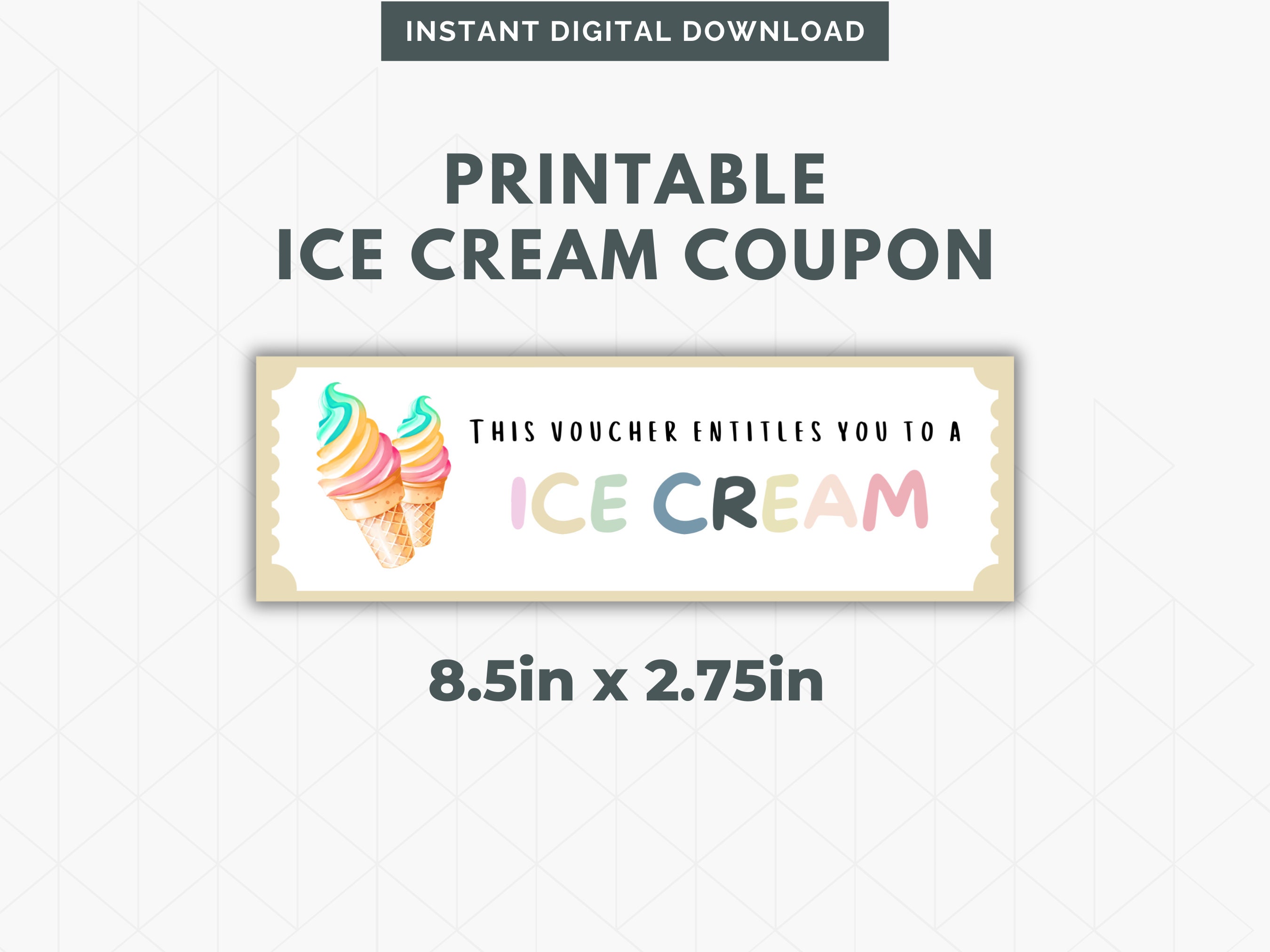 Ice Cream Voucher Gelato Coupons Ice Cream Token Birthday Party Voucher ...