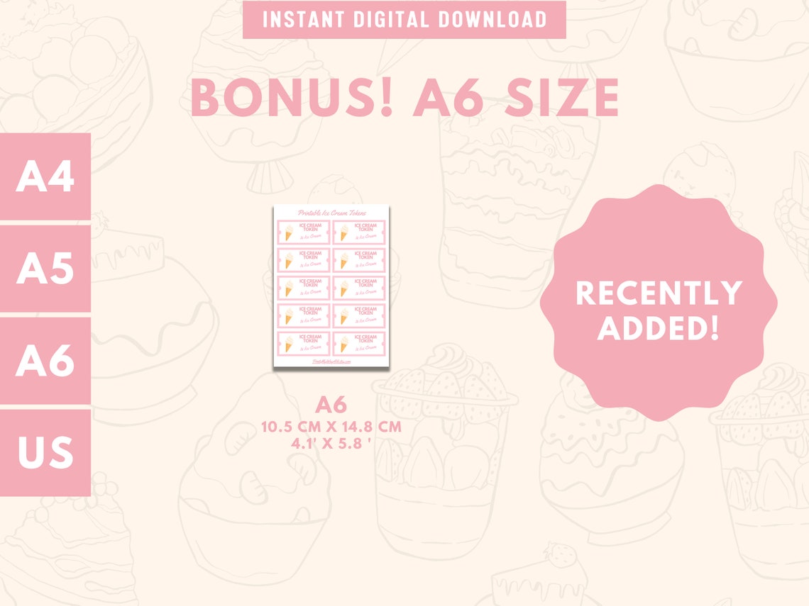 Printable Ice Cream Tokens | Gelato Coupons | Ice Cream Birthday | Ice ...