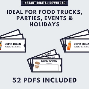 Printable Drink Token Bundle | Printable Drink Coupons | Drink Vouchers ...