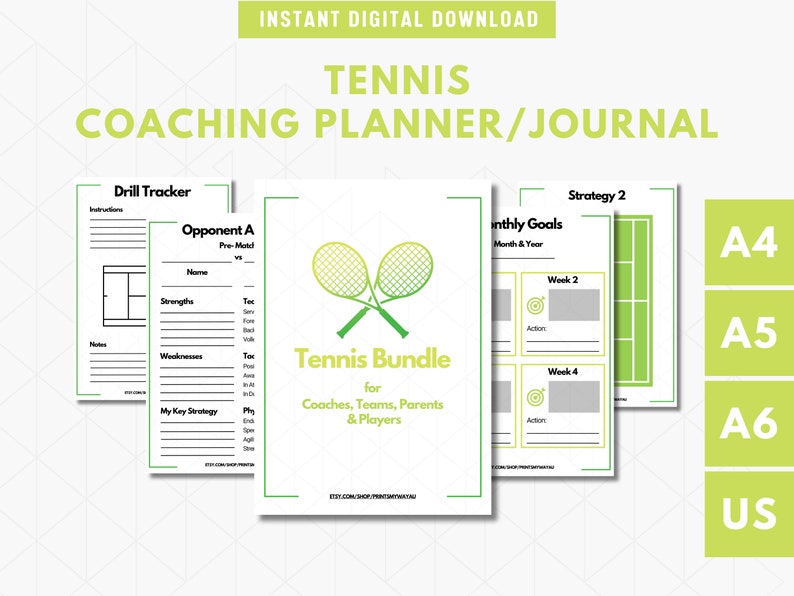 Tennis Coaching Planner – Printable Match Evaluation, Opponent Tracker ...