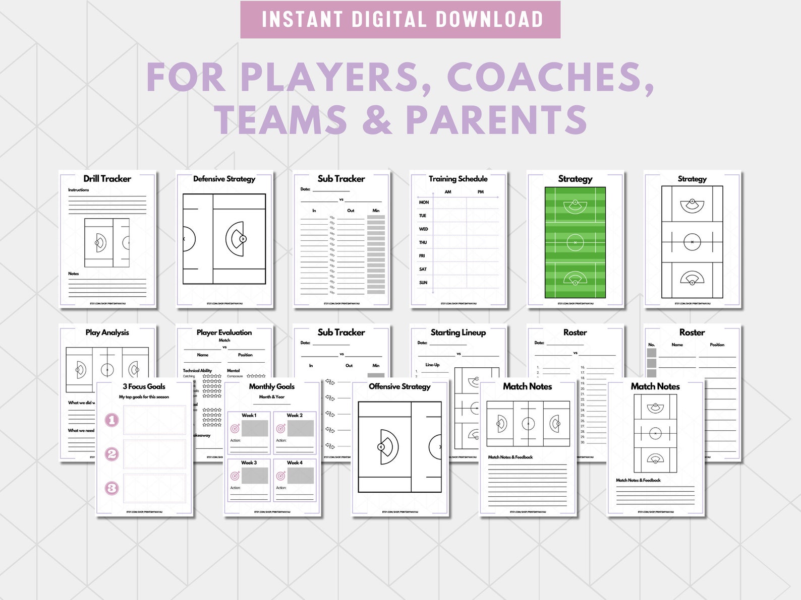 Lacrosse Coaching Template Bundle for Game Strategy and Player ...