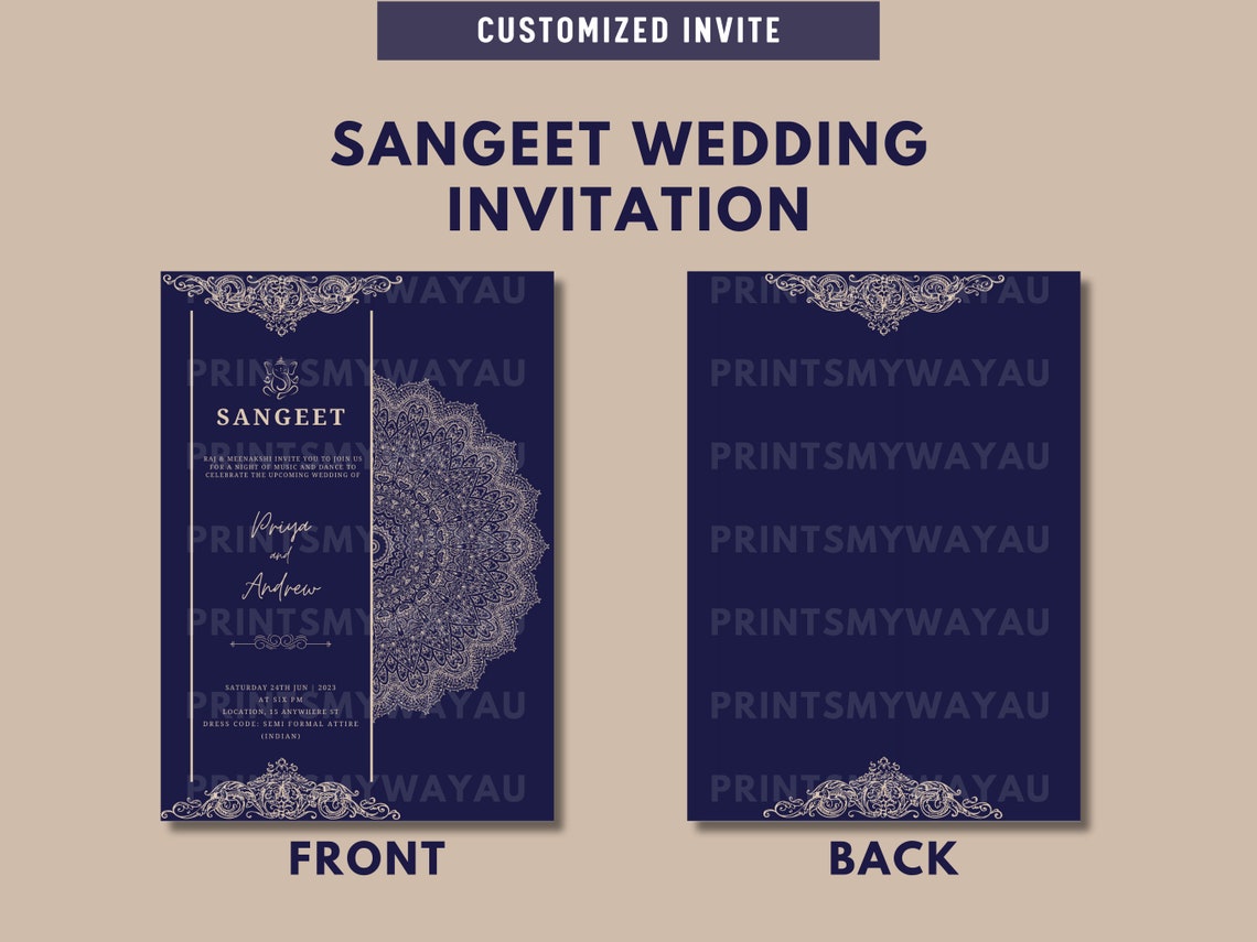 Custom Sangeet Invitation – Printable Indian Wedding Card & Hindu ...
