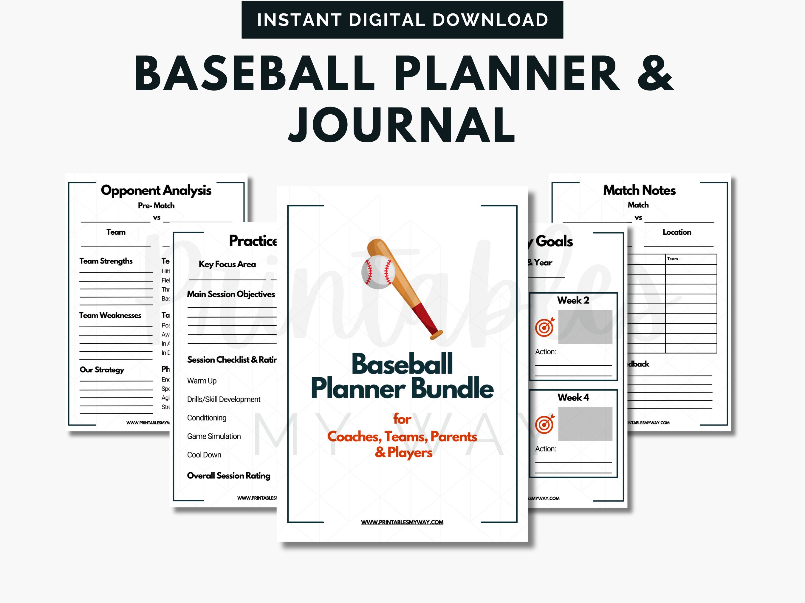 Baseball Coaching Planner – Printable Lineup, Batting Order & Field ...