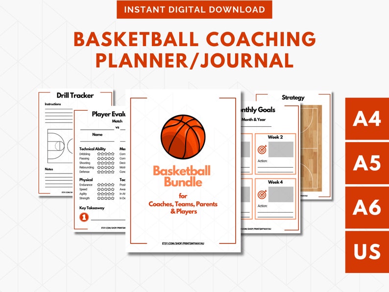 Basketball Coaching Planner – Printable Journal & Practice Plan Sheets ...