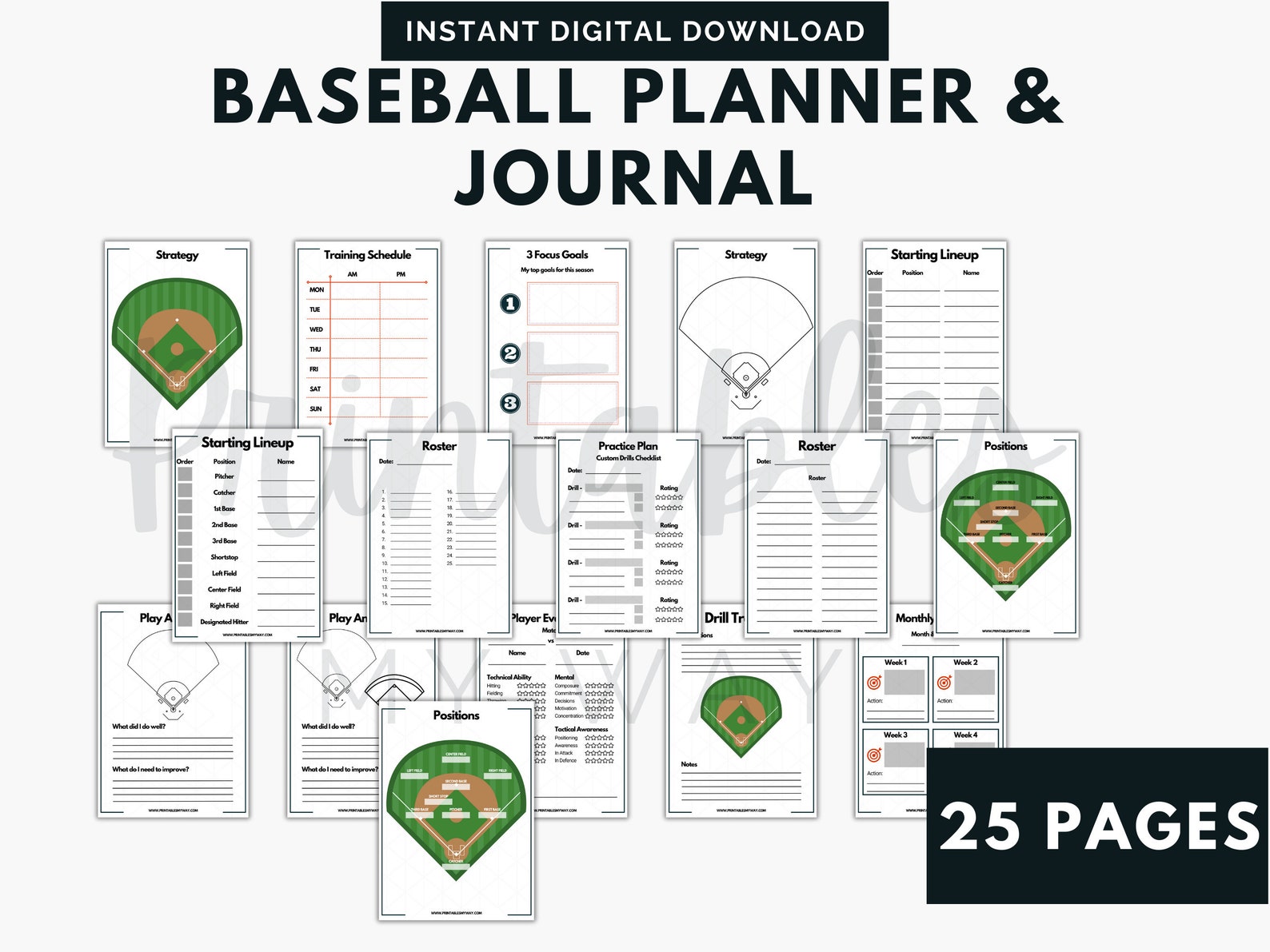 Baseball Coaching Planner – Printable Lineup, Batting Order & Field ...