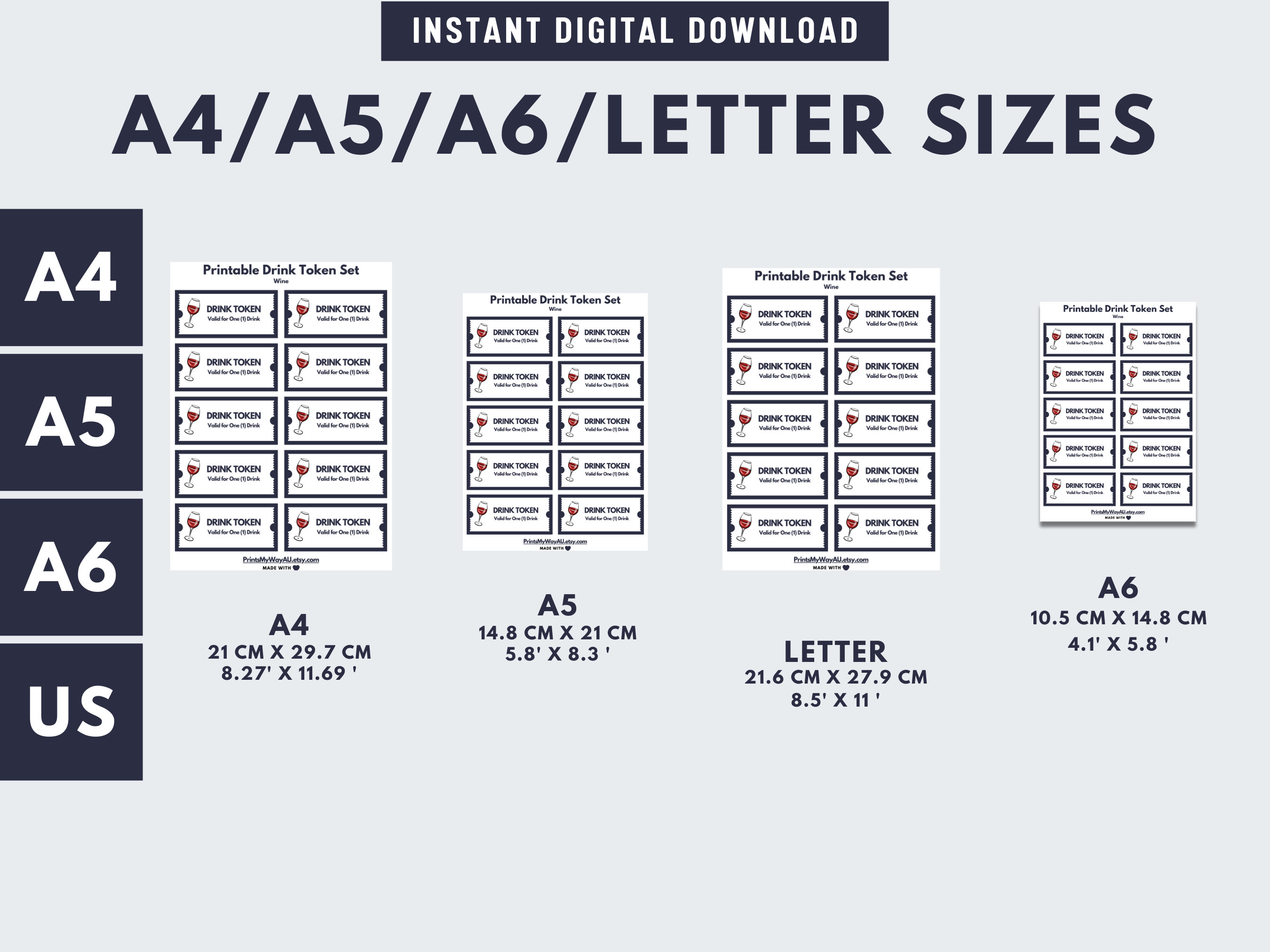 Printable Beer & Wine Tokens | Beverage Coupons | PDF Downloads | 4 ...