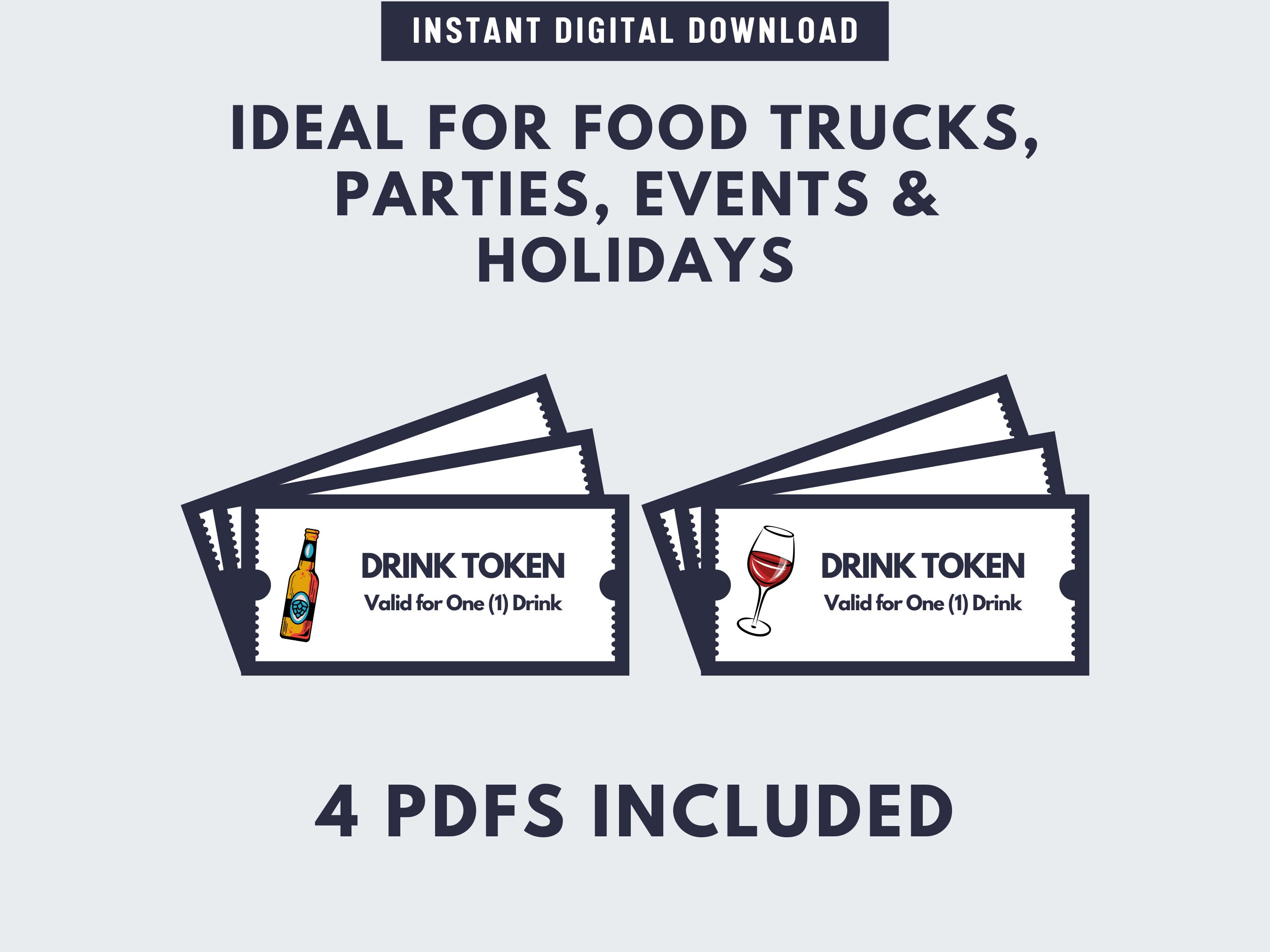 Printable Beer & Wine Tokens | Beverage Coupons | PDF Downloads | 4 ...