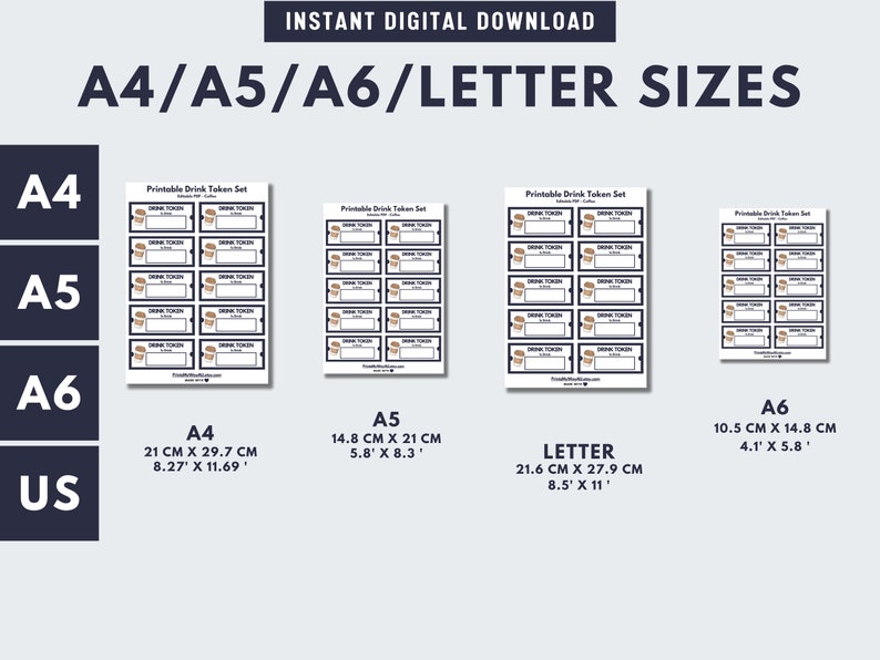 Printable Drink Token Bundle | Printable Drink Coupons | Drink Vouchers ...