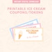 Printable Ice Cream Tokens | Gelato Coupons | Ice Cream Birthday | Ice ...