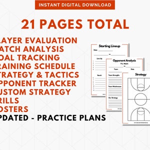 Basketball Coaching Planner – Printable Journal & Practice Plan Sheets ...