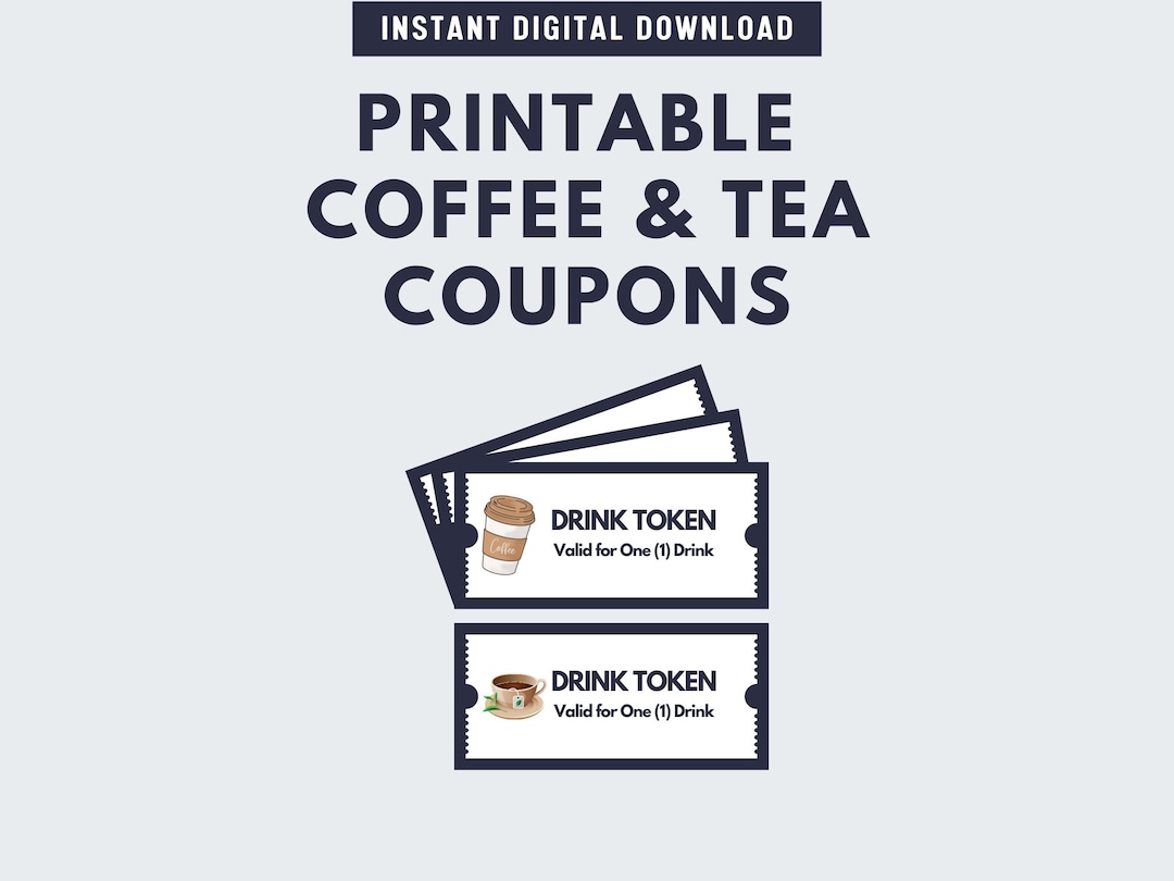 Printable Coffee & Tea Coupons – Elegant Drink Tokens for Cafes ...