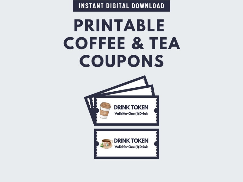 Printable Coffee & Tea Coupons – Elegant Drink Tokens for Cafes ...