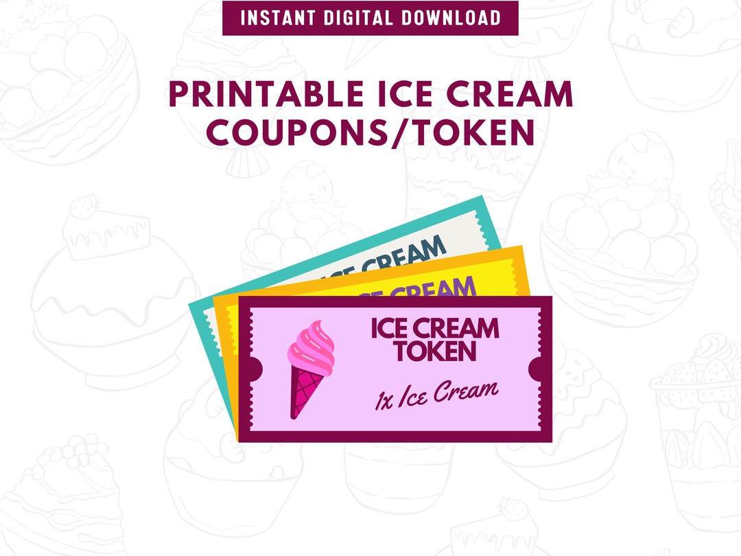 Vibrant Night Market Color Printable Ice Cream Tokens | Colorful Gelato ...