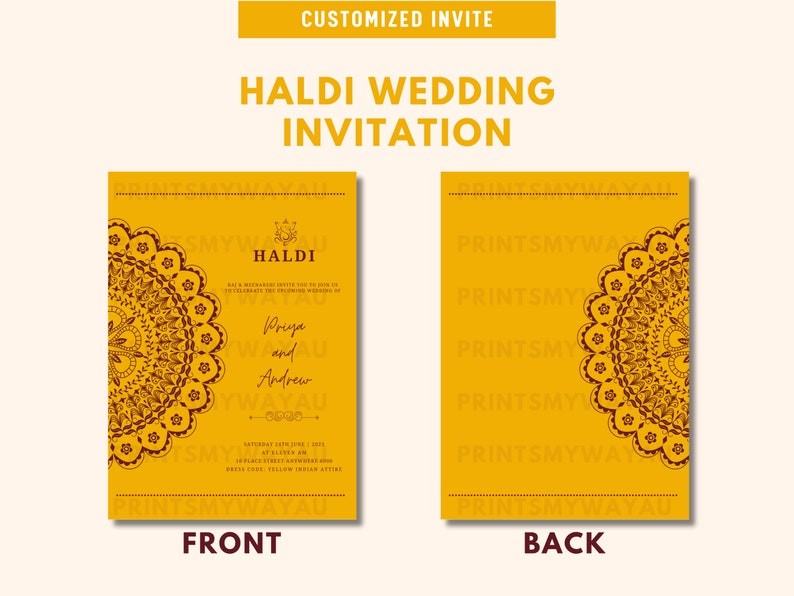Custom Haldi Invitation – Printable Indian Wedding Card & Hindu ...