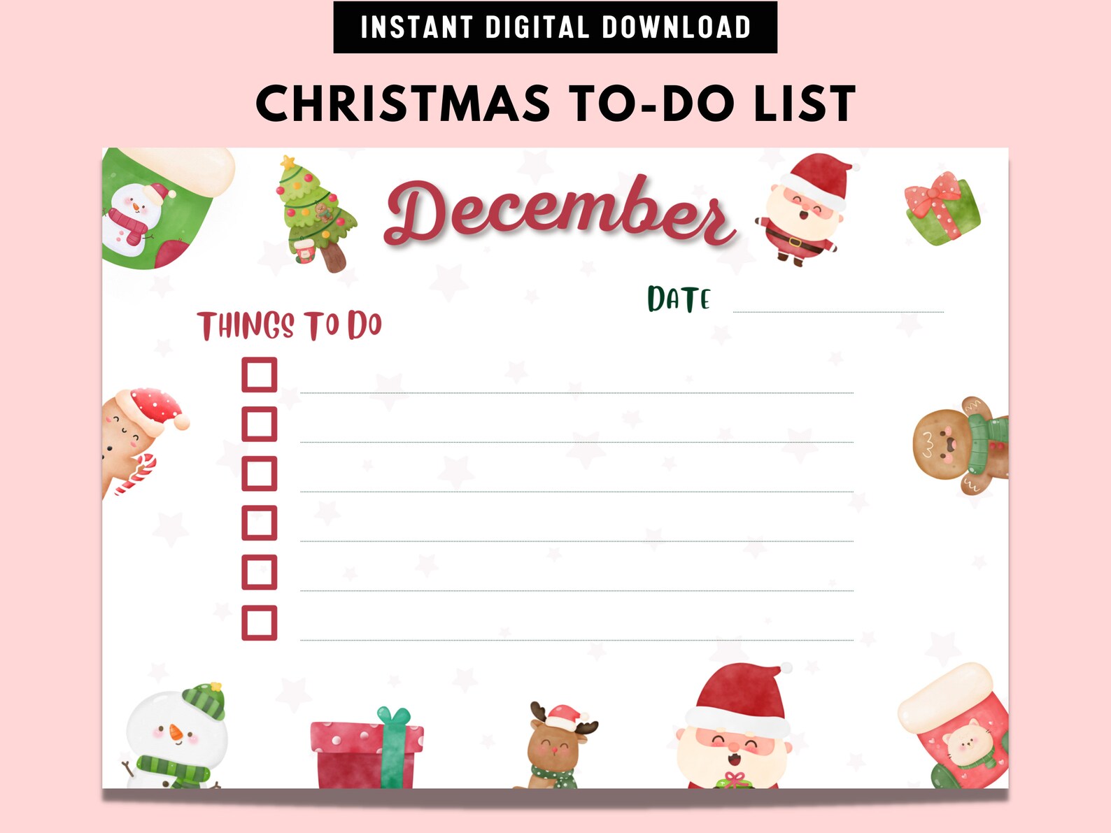Christmas Calendar To-do List Printable Santa Calendar Christmas ...
