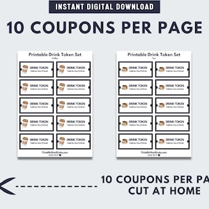 Printable Coffee & Tea Coupons – Elegant Drink Tokens for Cafes ...