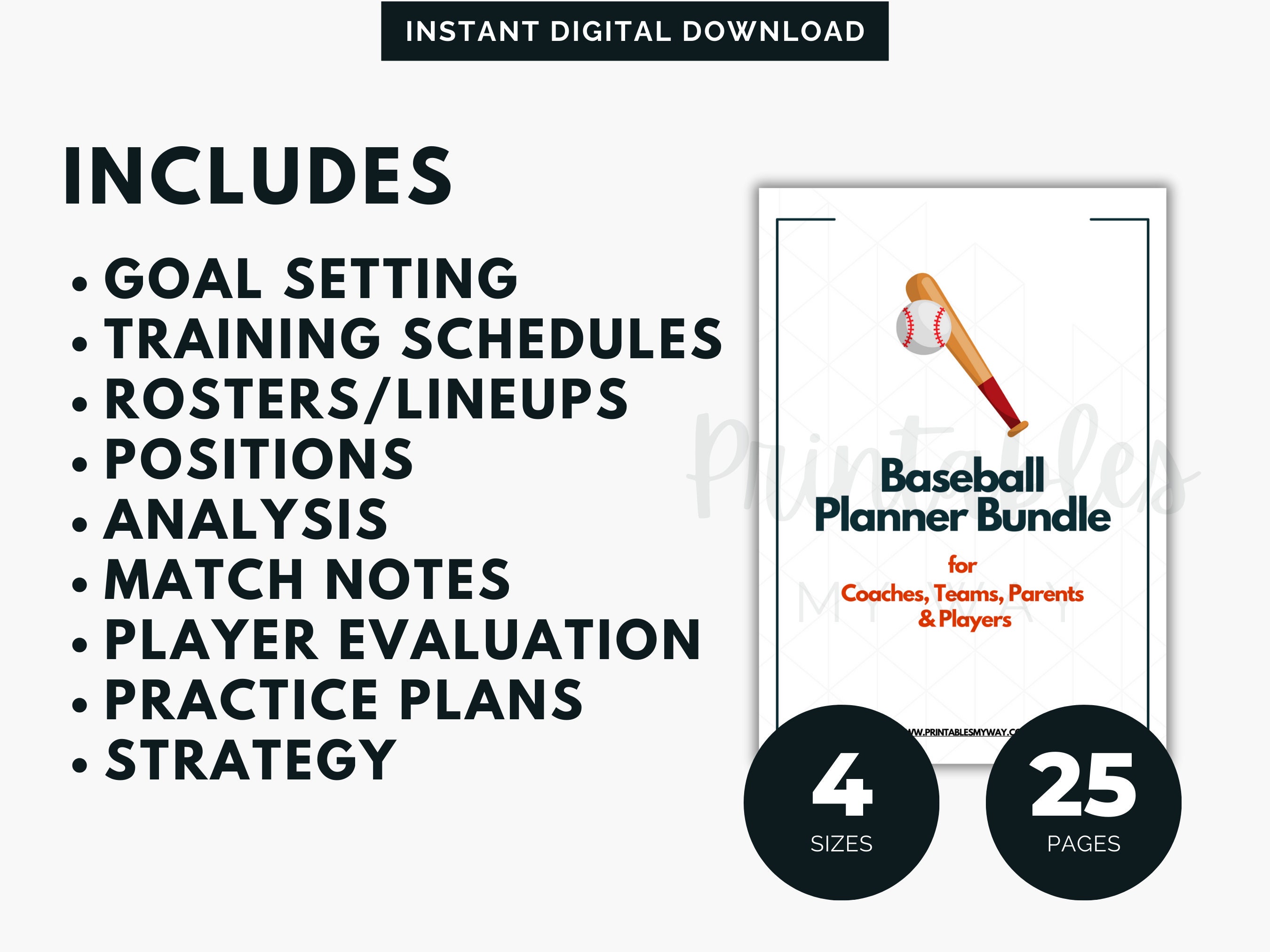 Baseball Coaching Planner – Printable Lineup, Batting Order & Field ...
