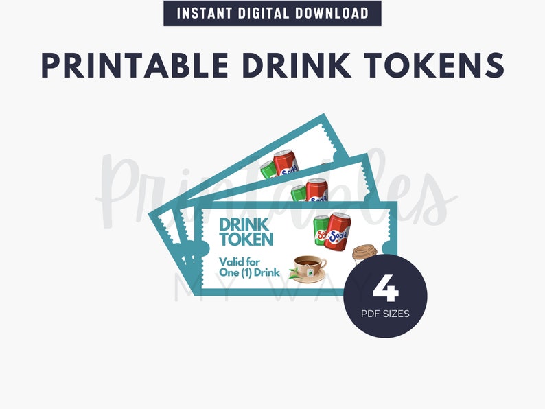 Printable Drink Tokens PDF, Party Drink Ticket, Free Drink Ticket ...