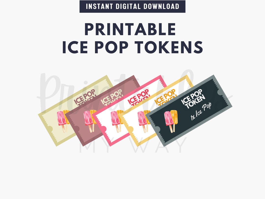 Printable Ice Pop Tokens: Birthday Party Coupons (digital Download) - Etsy