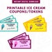 Printable Ice Cream Tokens – Colorful Gelato Coupons for Night Market ...