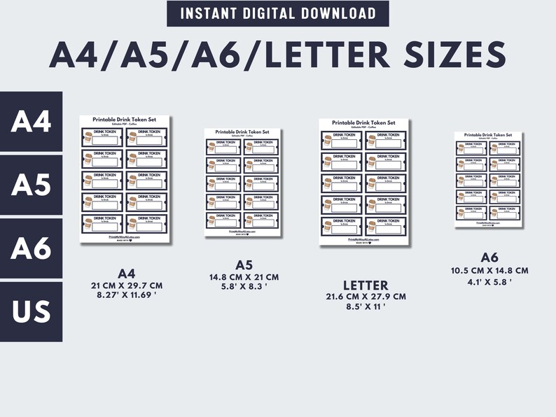 Printable Coffee & Tea Coupons – Elegant Drink Tokens for Cafes ...