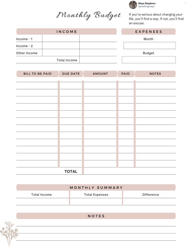 Cute Monthly Budget Planner, Instant Download, Printable Budget Planner ...