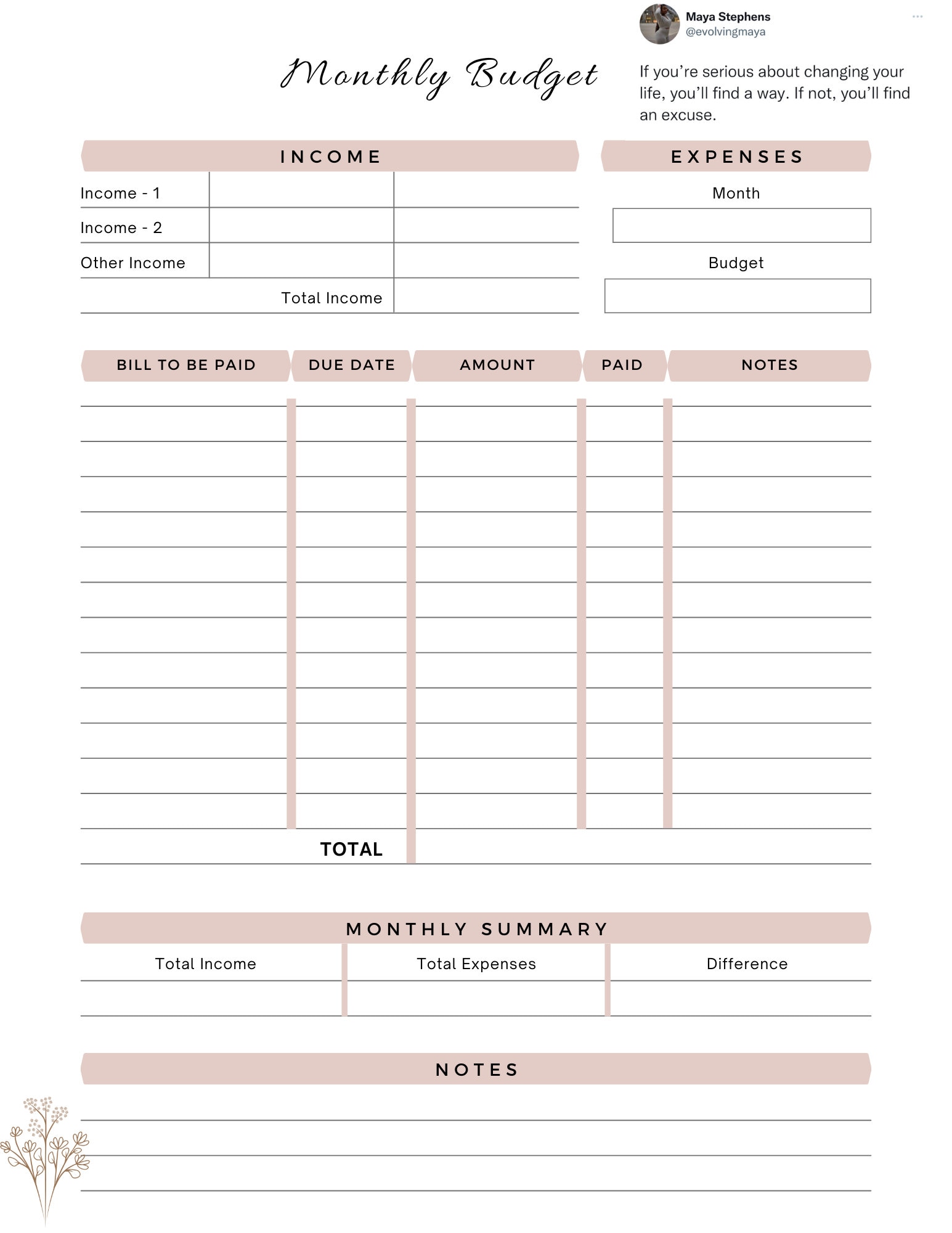 Cute Monthly Budget Planner, Instant Download, Printable Budget Planner ...