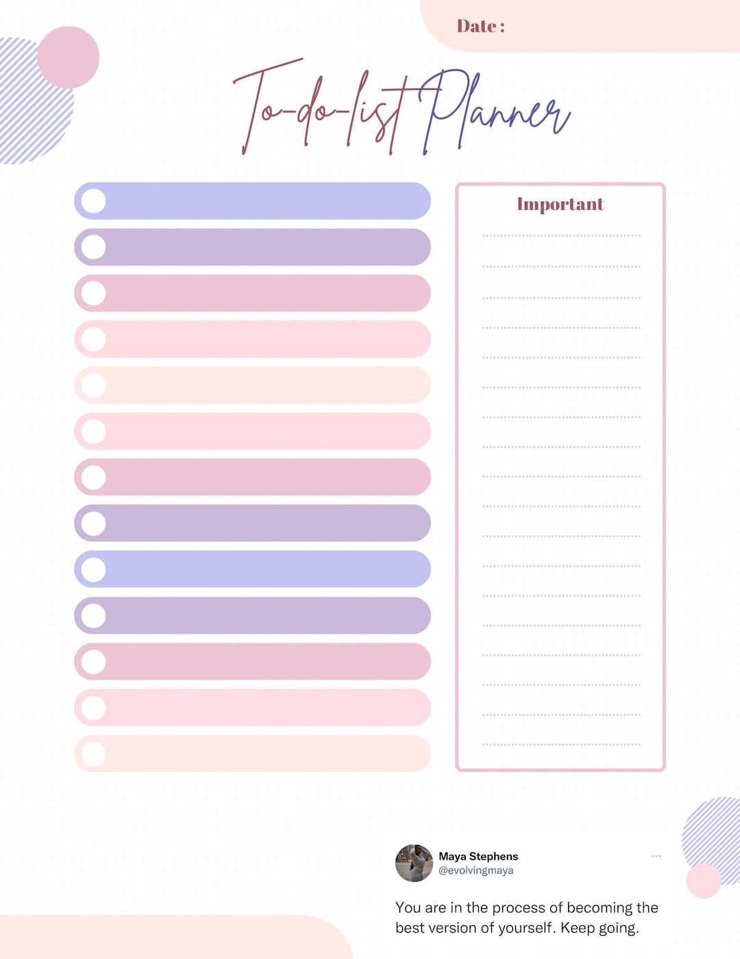 To-do List Digital Download, Motivational To-do List, Instant Download ...
