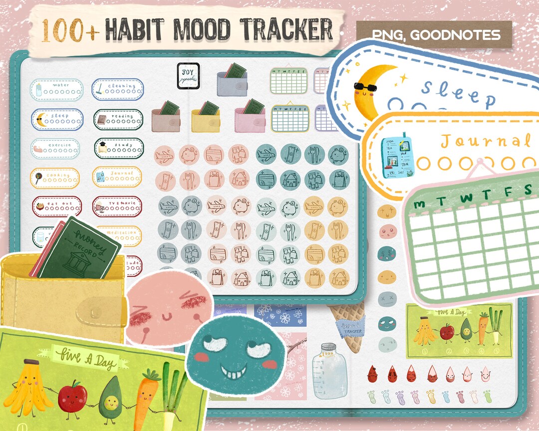 Daily Habit Tracker Digital Weekly Habit Tracker Stickers Goodnotes ...