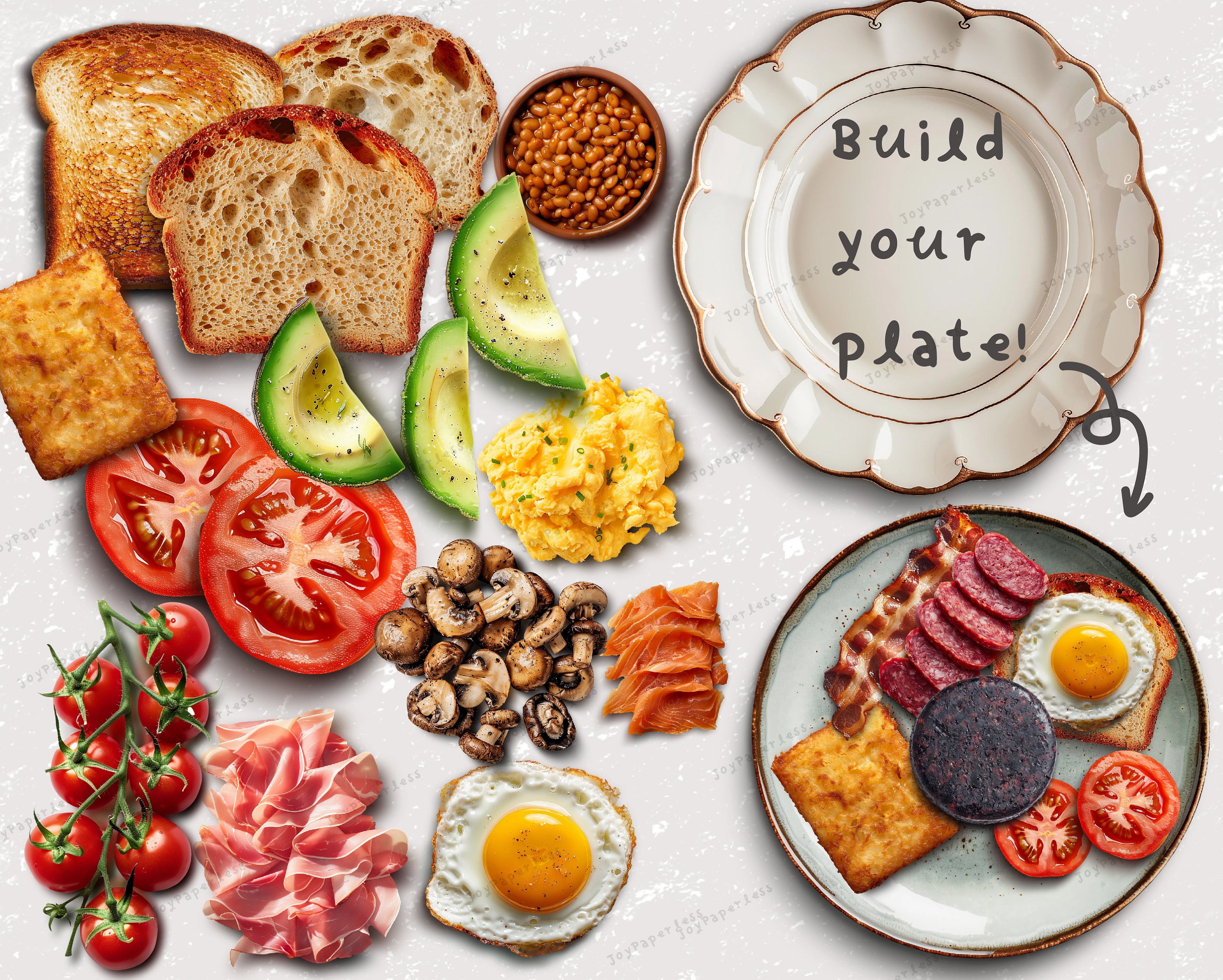 Breakfast Realistic Digital Sticker Brunch Digital Journal Scene ...