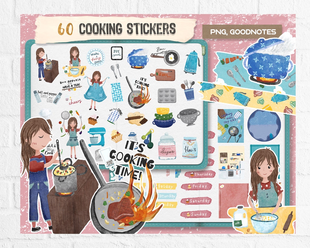 Cooking Digital Stickers: Recipe Journal, Planner (pre-cropped ...