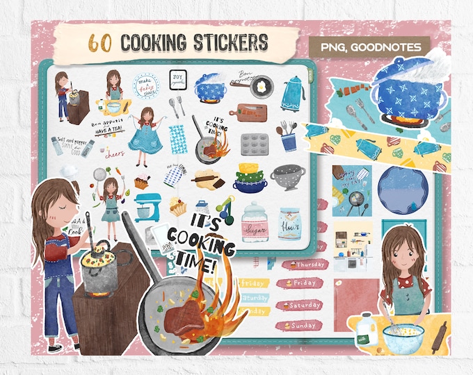 Recipe Planner Digital Stickers, One Note Planner Stickers, Digital ...