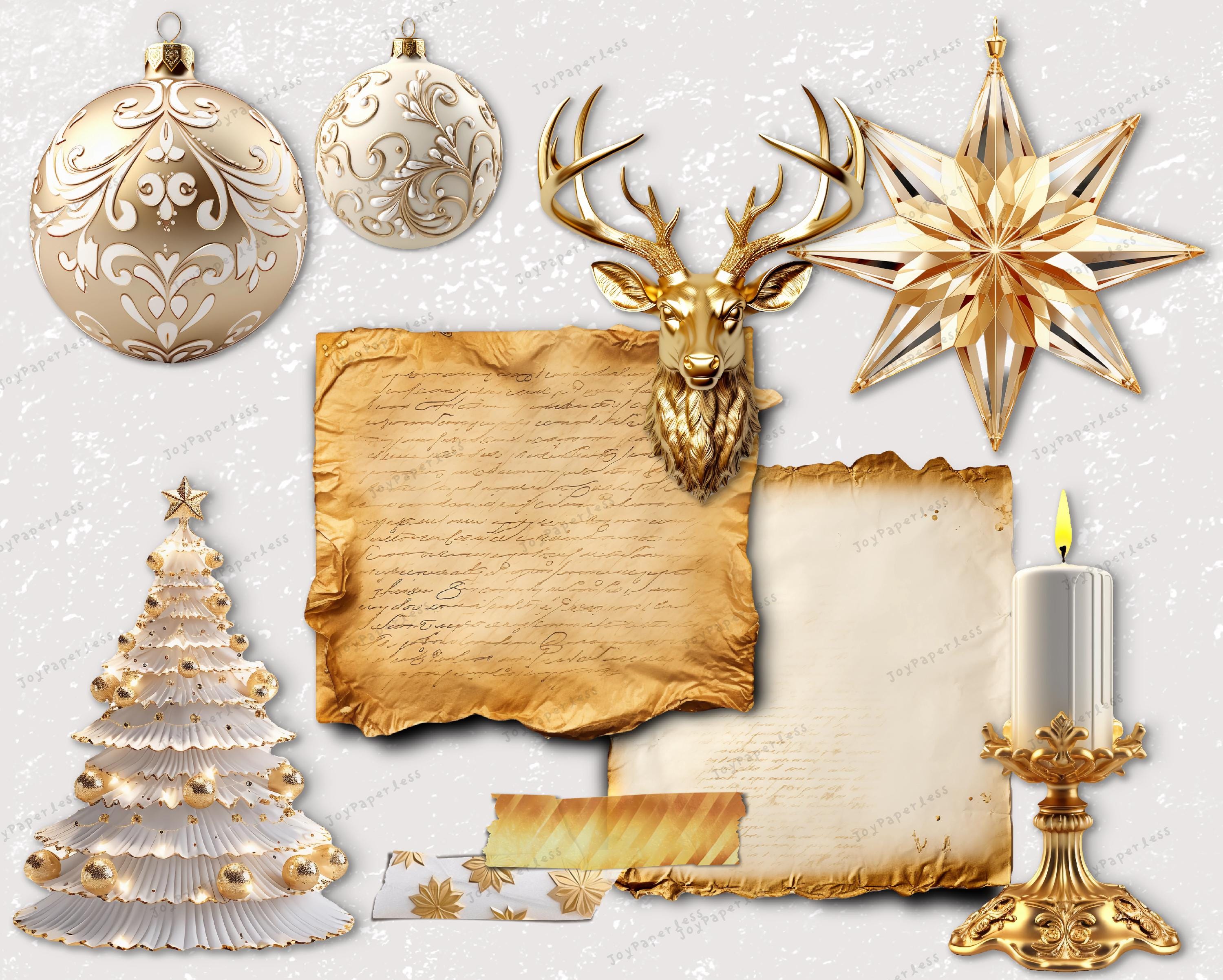Christmas Realistic Digital Sticker, Golden Scene Creator: PNG ...