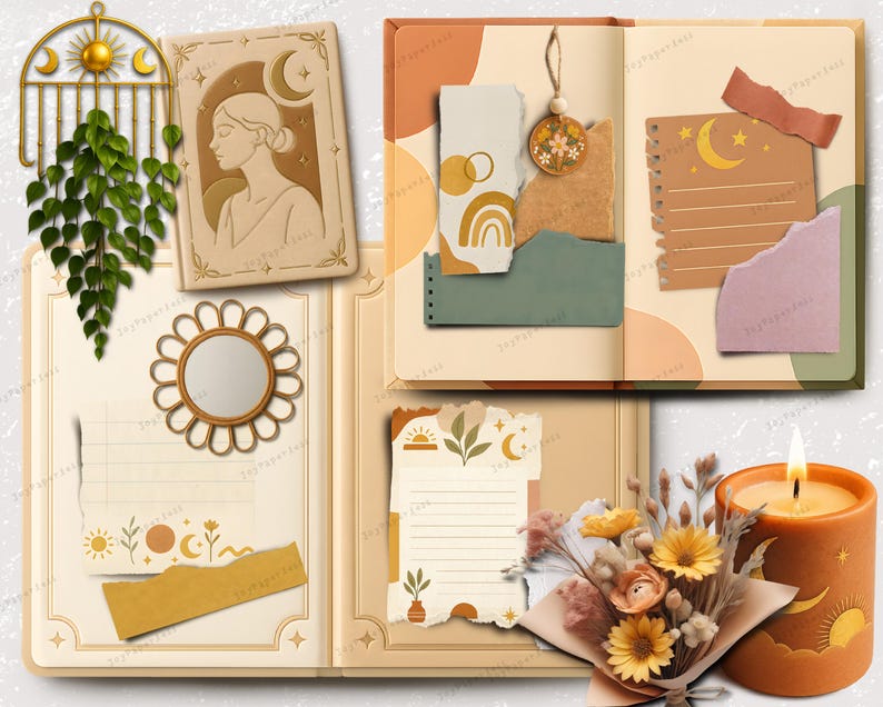 Realistic Sticker Boho Goodnotes Noteful, Bohemian Home Clipart Scene ...