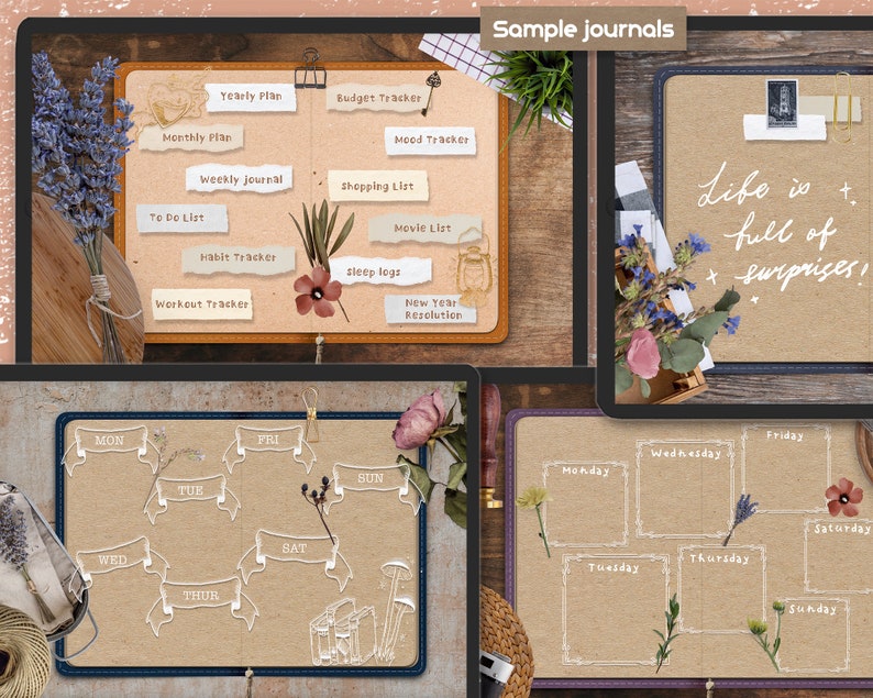 Digital Bullet Junk Journal Book Templates Goodnotes Digital Vintage ...