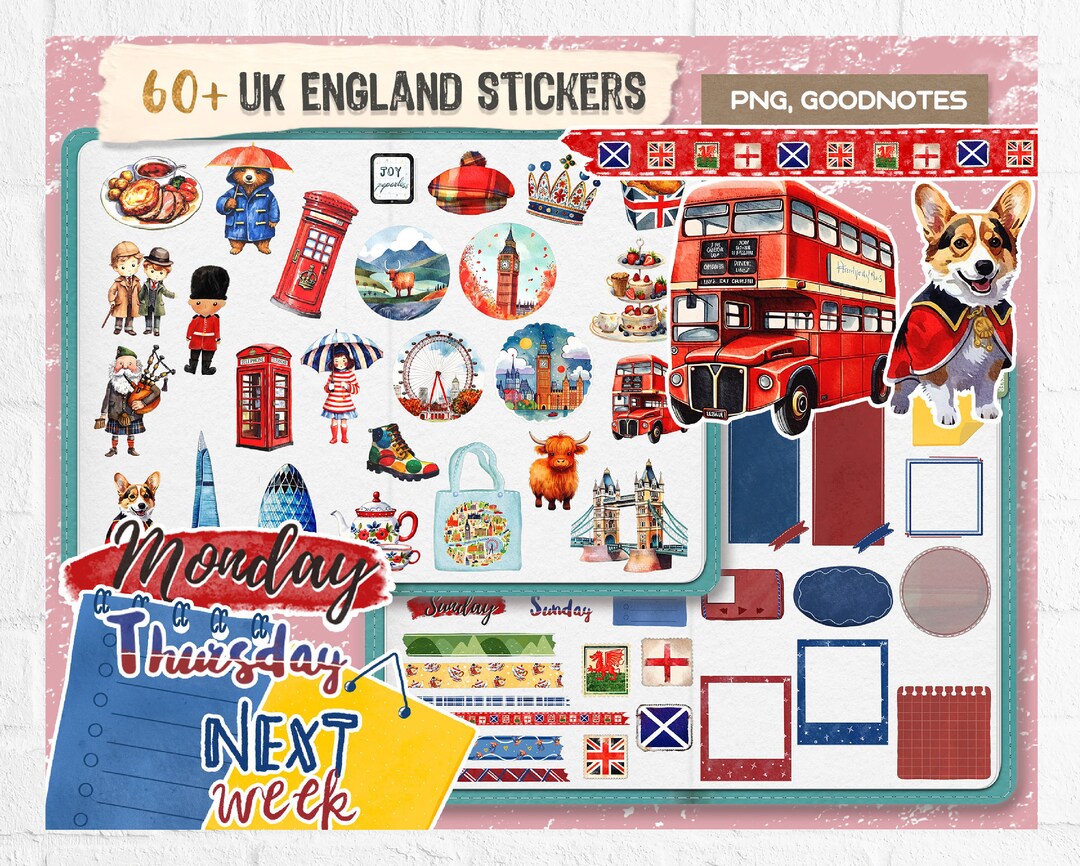 London Travel Journal Stickers: England Clipart, Pre-cropped PNG ...